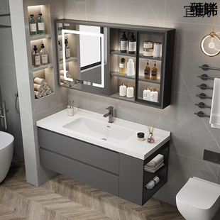 QP9现代简约浴室柜组合卫生间陶瓷一体洗手脸面盆洗漱台洗脸盆柜-阿里巴巴