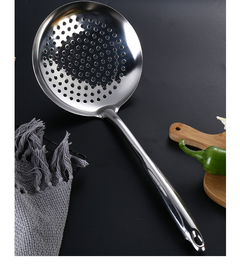 不锈钢厨房大号漏勺 空心柄 排档酒店油炸漏勺 油格漏勺沥水漏勺-阿里巴巴