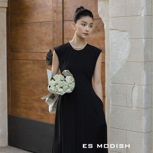 ES MODISH 春季新品复古赫本风圆领法式气质收腰针织T恤连衣裙女-阿里巴巴