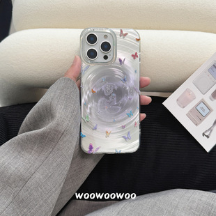 WOOWOOWOO小众ins风紫色渐变双层螺旋漩涡纹蝴蝶手机壳适用苹果15-阿里巴巴
