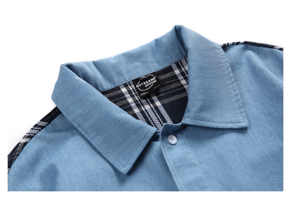 NotBrand国潮日系复古衬衫男士百搭休闲拼接格子长袖衬衣CS94114-阿里巴巴