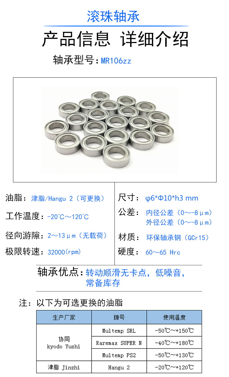 供应MR106ZZ微型轴承内径6外径10高3轴承676ZZ高耐磨高速静音-阿里巴巴