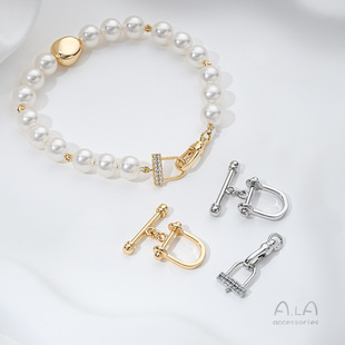 保色14K包金U形弹簧扣连接扣马蹄形OT扣搭扣diy珍珠扣饰品收尾扣-阿里巴巴