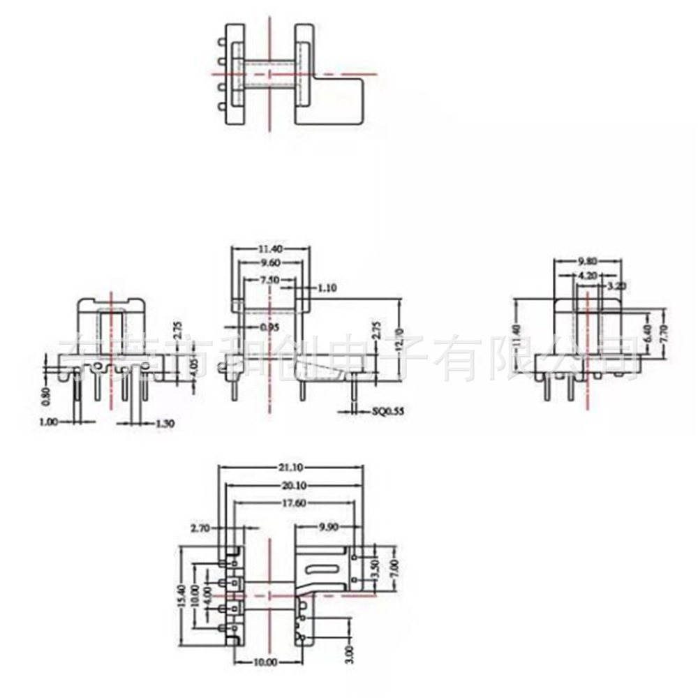 EE13变压器骨架EE13电木骨架EE13卧式骨架BOBBIN 4+2+2-阿里巴巴