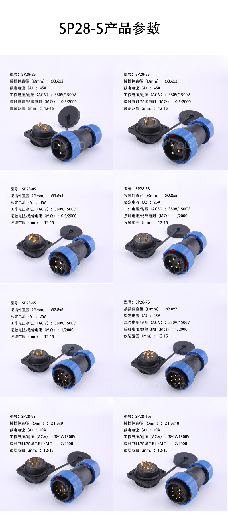 跨境IP68防水航空插头座SP28-20芯电线12-15连接器对接四方型28mm-阿里巴巴