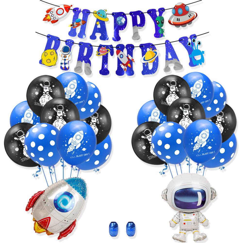 太空宇航员主题派对 HAPPY BIRTHDAY字母纸旗横幅 火箭生日拉旗-阿里巴巴