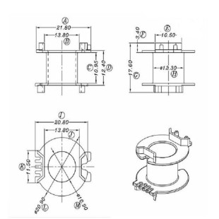 RM10变压器骨架RM10电木骨架RM10无针立式骨架BOBBIN-阿里巴巴