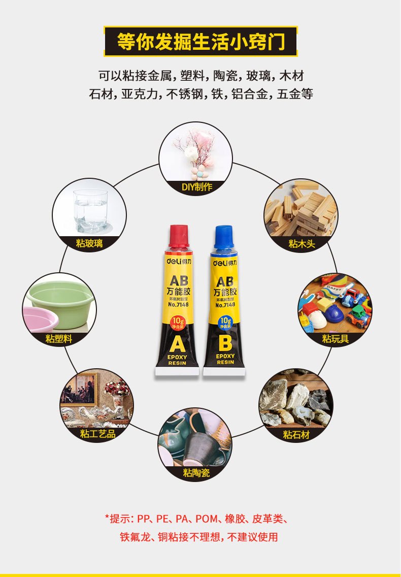 得力AB万能胶7148液体胶水沾鞋透明高粘度工具手工diy饰品木工胶-阿里巴巴