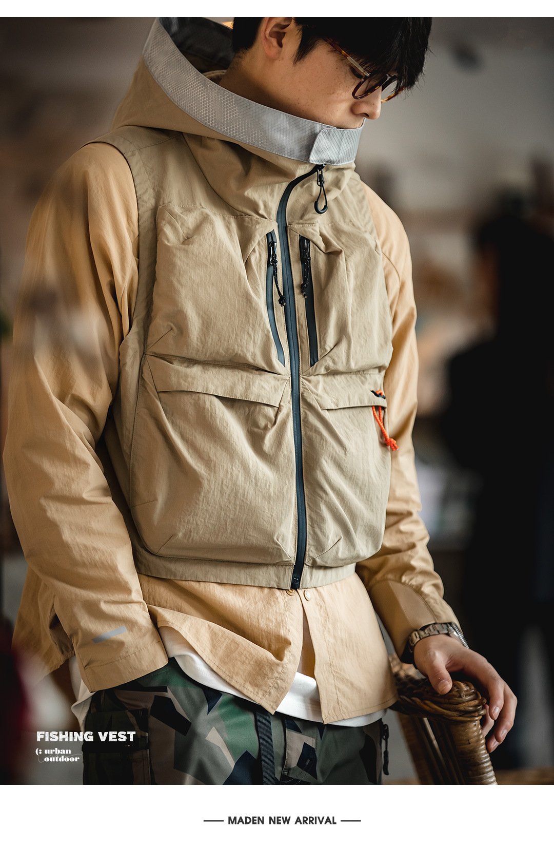 马登工装山系机能速干马甲多口袋连帽户外露营钓鱼无袖坎肩男秋夏-阿里巴巴