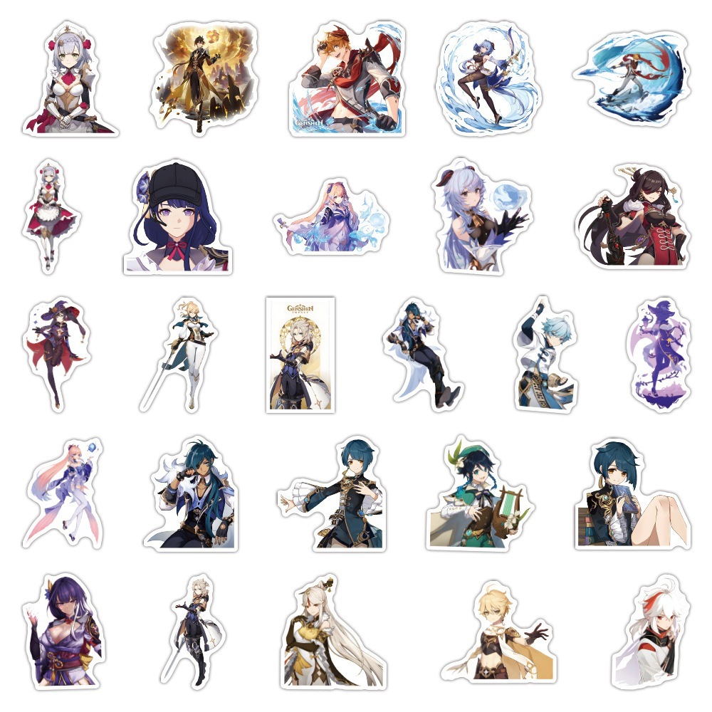 50张Genshin Impact sticker 原神贴纸头盔电脑行李箱手机贴画-阿里巴巴