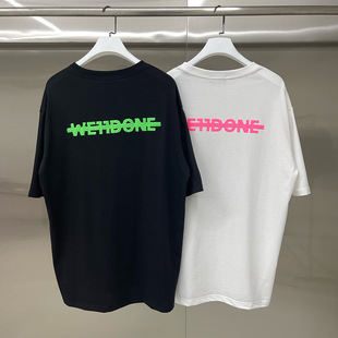 WE11DONE TRACK 23SS夏季撞色印花潮牌宽松男女短袖T恤情侣款-阿里巴巴