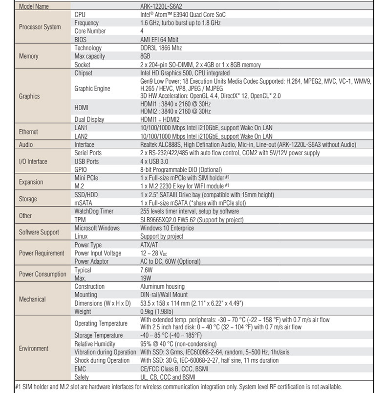 研华嵌入式无风扇工控机ARK-1220L/1220F小型工业主机工控电脑-阿里巴巴