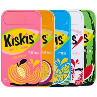 酷滋kiskis无糖薄荷糖约会接吻糖口香糖水果糖清新口气铁盒装21g-阿里巴巴