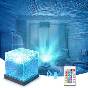 water ripple night lamp wave room decor square cube crystal-阿里巴巴