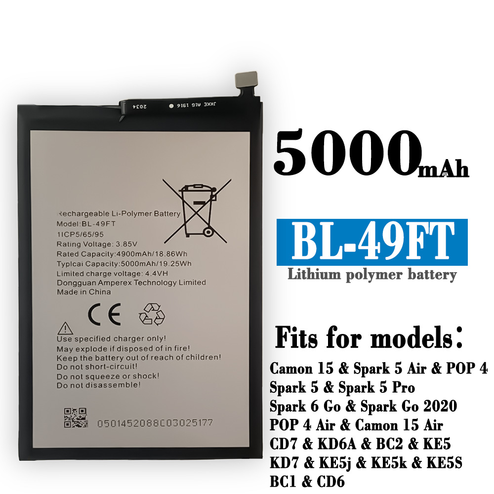 适用传音Spark 5 Air/6 Go手机电池BL-49FT大容量5000mah工厂批发-阿里巴巴