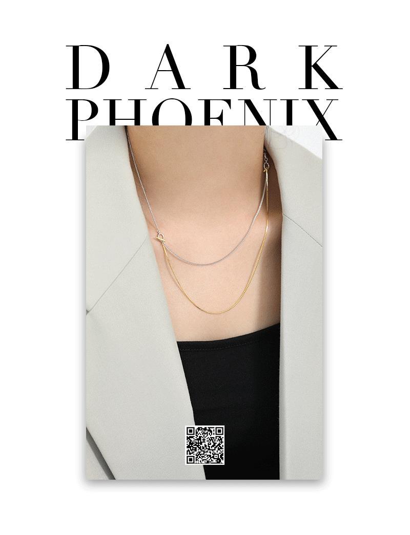 409韩版ins小众简约设计感OT扣撞色双层锁骨质感S925纯银项链女-阿里巴巴