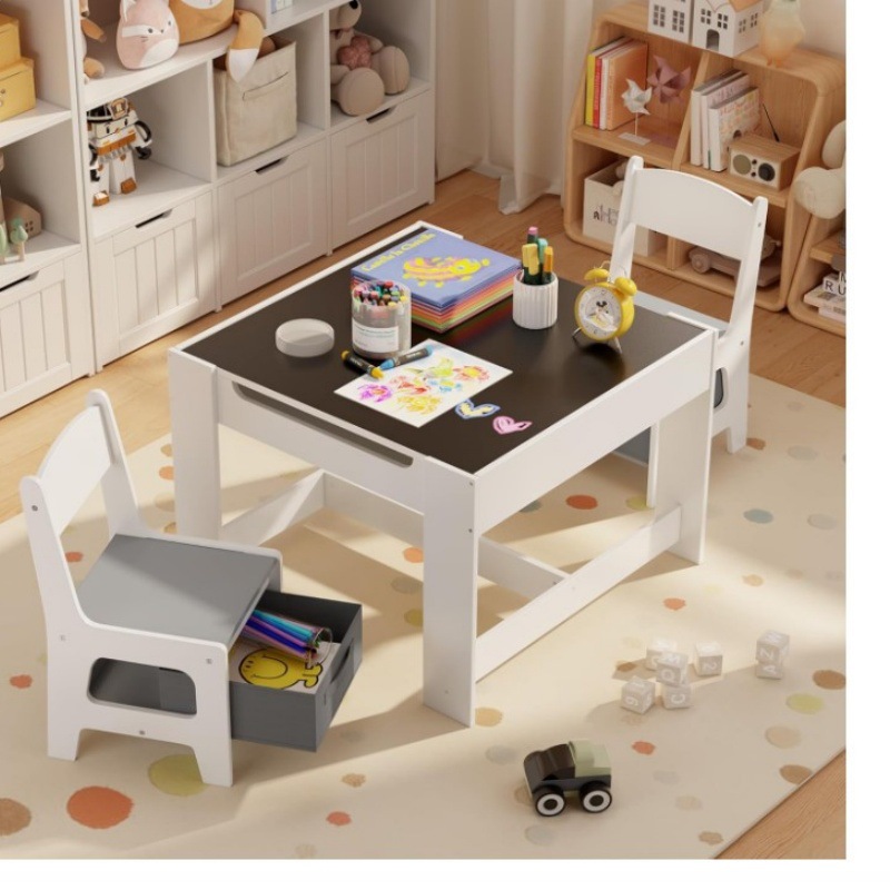 童桌椅套装3合1木制活动桌储物抽屉可拆卸桌面儿童绘画阅读桌-阿里巴巴