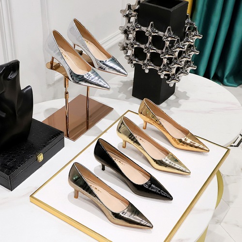 1961-17 Style Metal Embossed Fine Heels [High Heels] Shallow Mouth ...