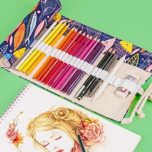 笔收纳包帆布包素描笔袋笔帘铅笔包文具盒生大容量折叠拉链画笔袋-阿里巴巴