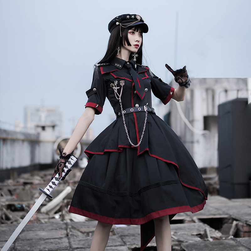 新次元原创lolita裙败者食尘OP洛丽塔正品纯色军lo制服JK全套洋装-阿里巴巴