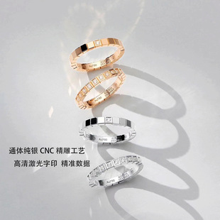 s925纯银冰块戒指高版本cnc精雕18k玫瑰金单钻戒指满天星情侣对戒-阿里巴巴