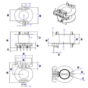RM10变压器骨架RM10电木骨架RM10立式骨架BOBBIN 5-0X20-阿里巴巴