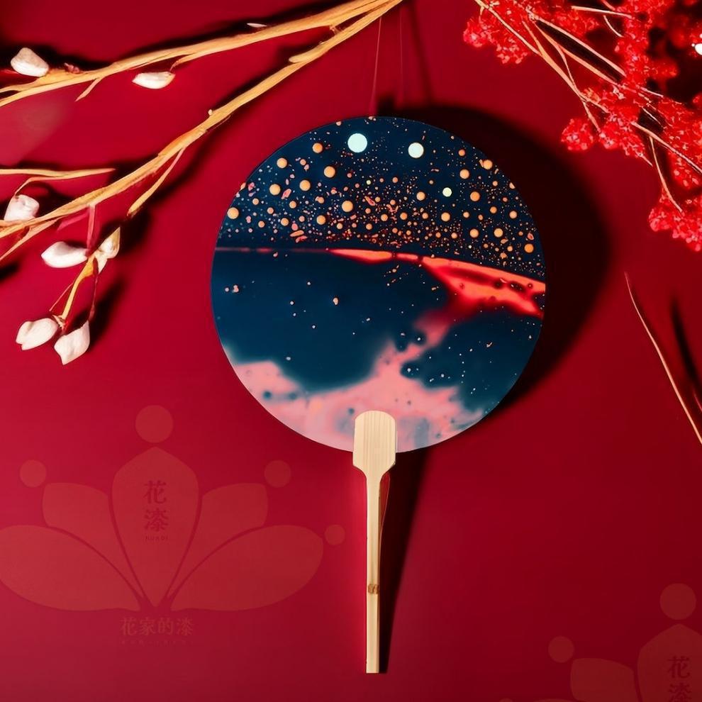 非遗大漆扇颜料材料包天然大漆非遗漆扇DIY团扇折扇丝扇团建批发-阿里巴巴