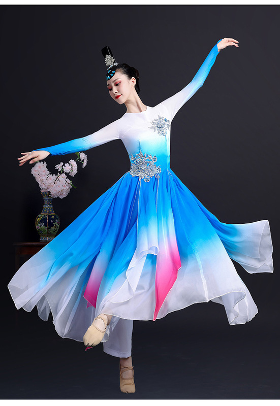 Blue pink hanfu chinese folk classical dance costumes female elegant ...