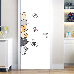 新款 MK9109 卡通猫咪叠叠乐英文字母儿童房卧室门贴家居装饰贴纸-阿里巴巴