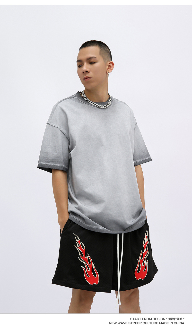 RFSD男装|重磅洗水工艺短袖t恤290g重磅潮牌t恤重工反炒圆领短袖-阿里巴巴