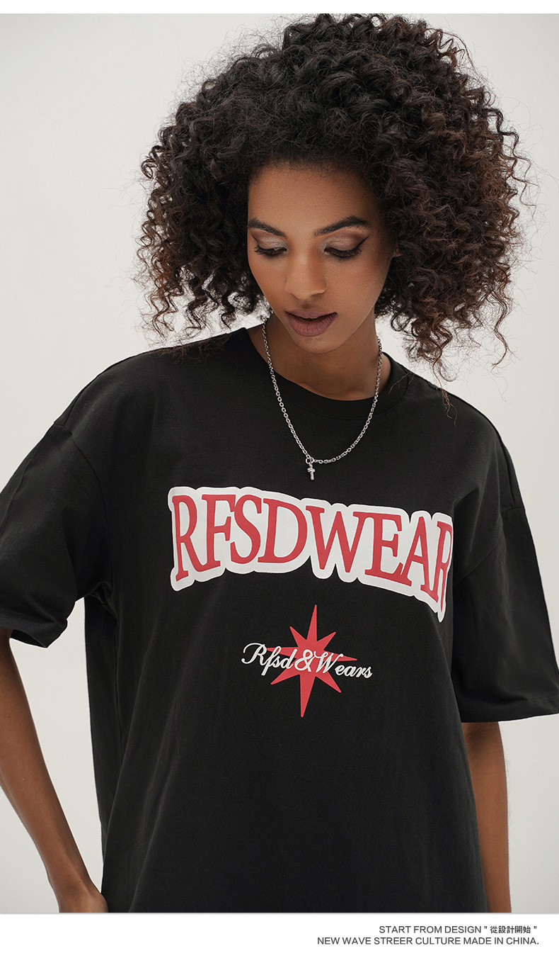 RFSD男装|美潮英文印花T恤2023春夏新品潮牌版型230g纯棉短袖男女-阿里巴巴
