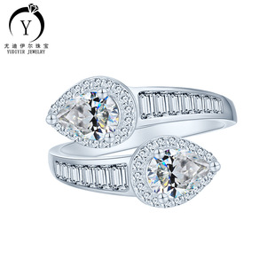 80分5*7mm水滴形莫桑石戒指推方排钻S925纯银活口指环ins网红珠宝-阿里巴巴