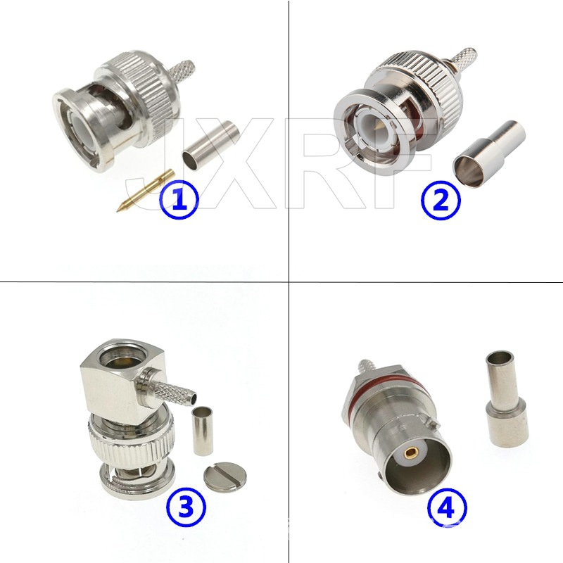 RF同轴连接器BNC公BNC母馈线接头直弯式压接RG316 RG174 LMR100线-阿里巴巴