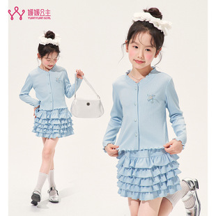 女童夏装2025新品儿童中大童韩版开衫T恤半身裙童装三件套批发-阿里巴巴