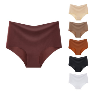 Women's Seamless Underwear V-Shaped Mid Waist Ice Silk Brief-阿里巴巴