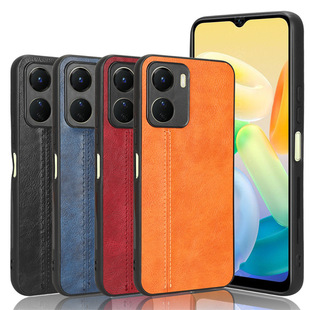 适用VIVO Y16 4G手机壳V2214保护套车线牛纹全包边软边贴皮外壳-阿里巴巴