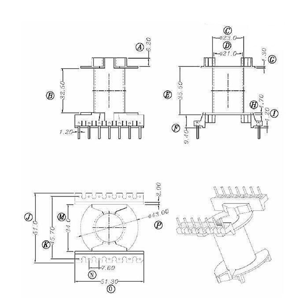 PQ5050高频电源变压器骨架PQ50变压器骨架PQ5050单槽骨架立式 7-7-阿里巴巴