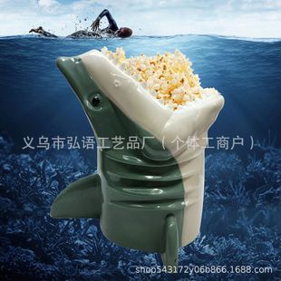 跨境新品 Sharks Popcorn Bucket 鲨鱼爆米花桶50周年纪念桶-阿里巴巴