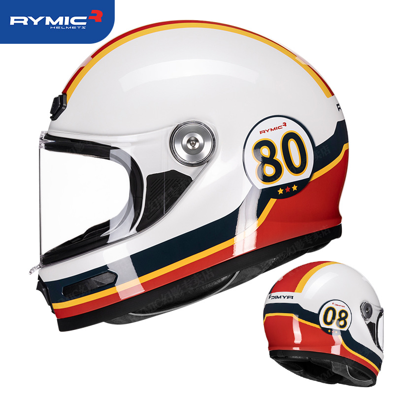 RYMIC retro cruise full helmet motorcycle helmet men and women ...