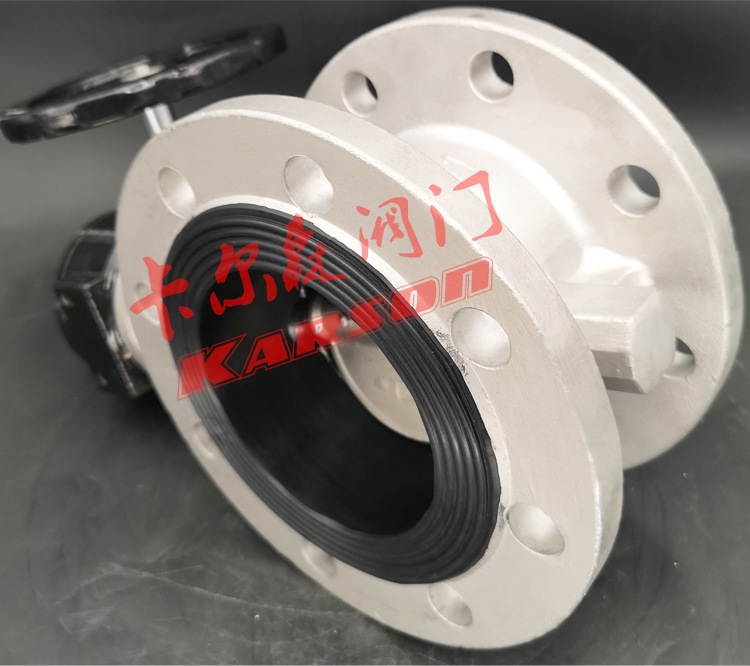 卡尔森厂D341XP-16P手动涡轮304白钢酸碱4寸DN150 不锈钢法兰蝶阀-阿里巴巴