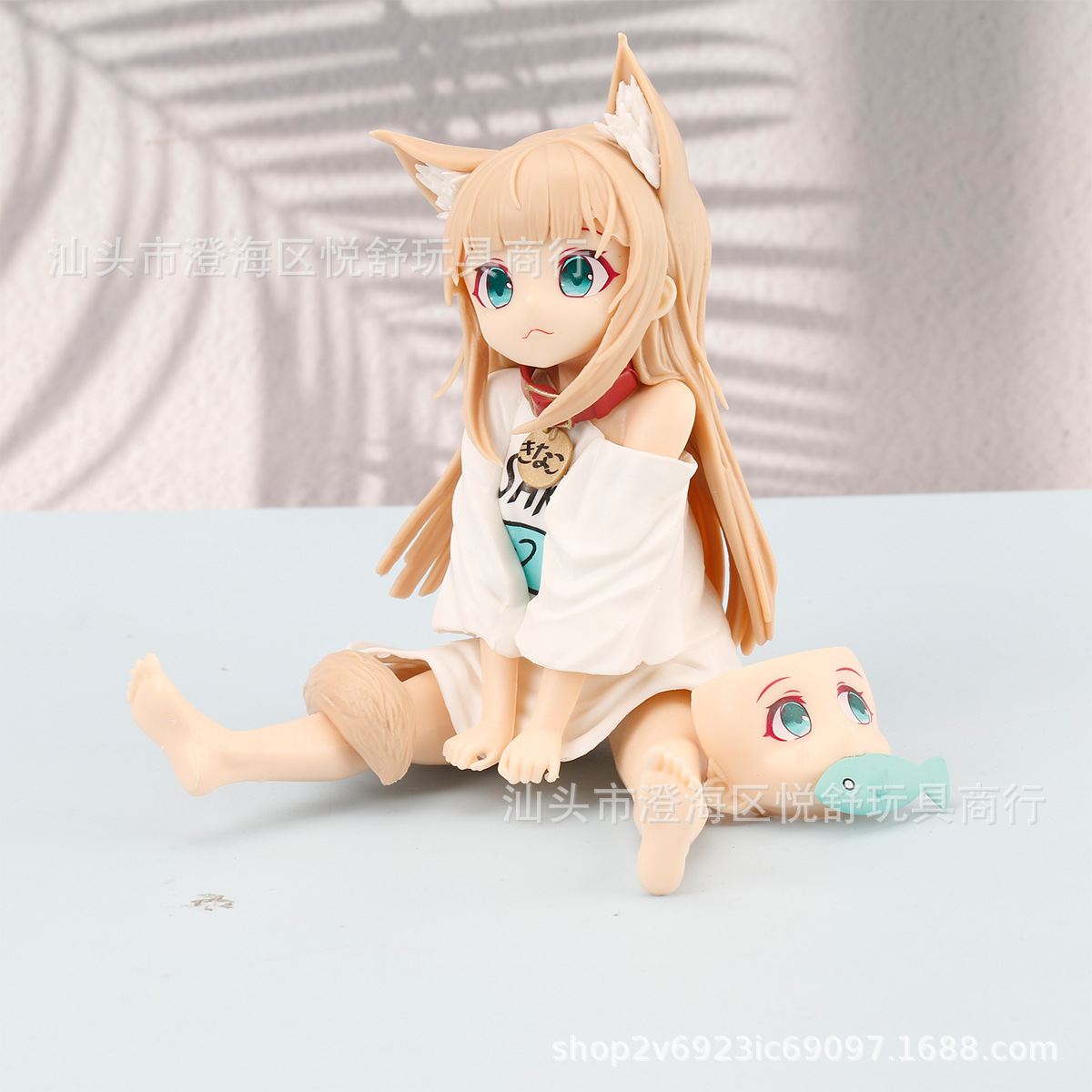黄豆粉手办 猫娘坐着吃鱼我家猫猫是可爱的女孩子 美少女模型摆件 阿里巴巴