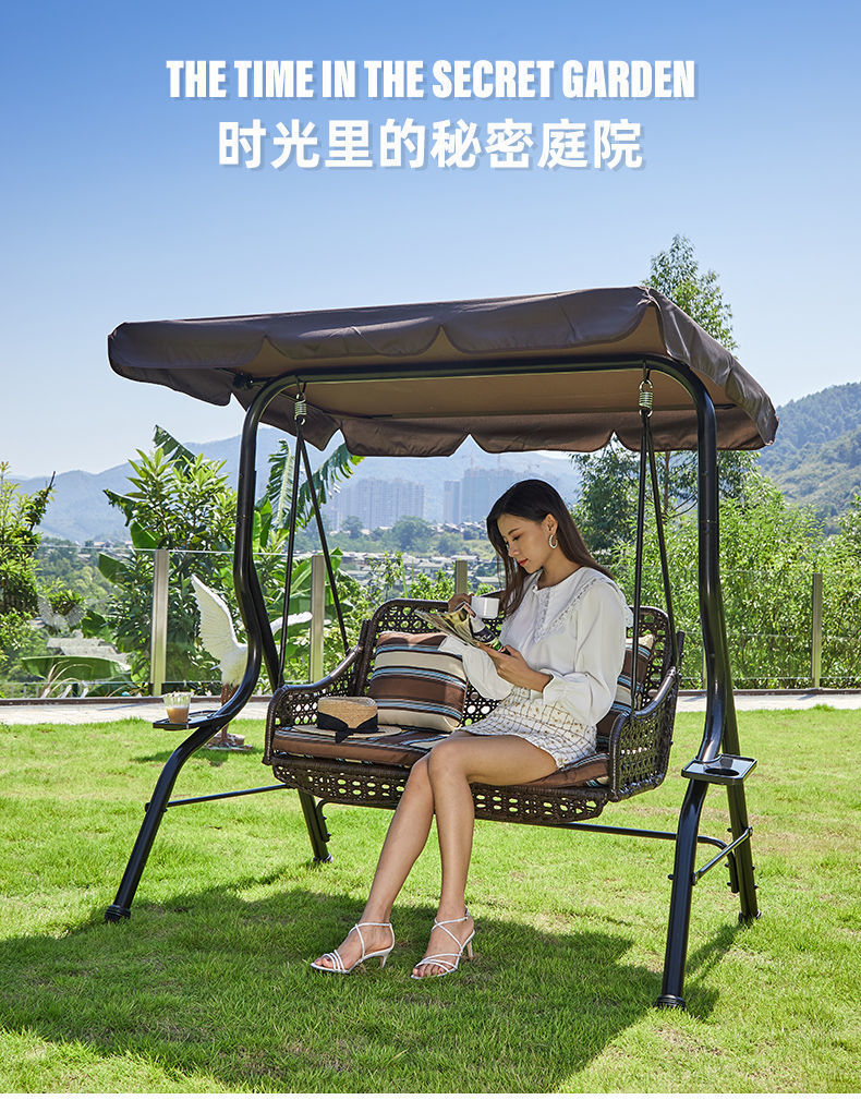 户外秋千双人庭院摇椅铁艺室外成人室内吊椅阳台秋千座椅花园摇床-阿里巴巴