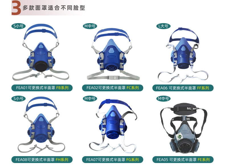 百安达厂家KN100呼吸防护面具工业防尘面罩 煤矿硅胶面具FBN1201-阿里巴巴