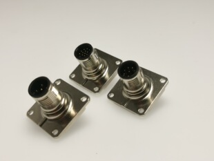 M12连接器方形法兰插座 1419959 传感器用 2-17芯公母插头插座-阿里巴巴