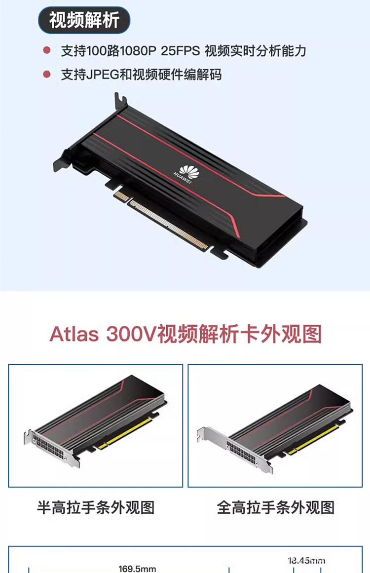 昇腾Atlas 300V 24g视频解析卡100T大模型开发板算力卡国产AI显卡-阿里巴巴