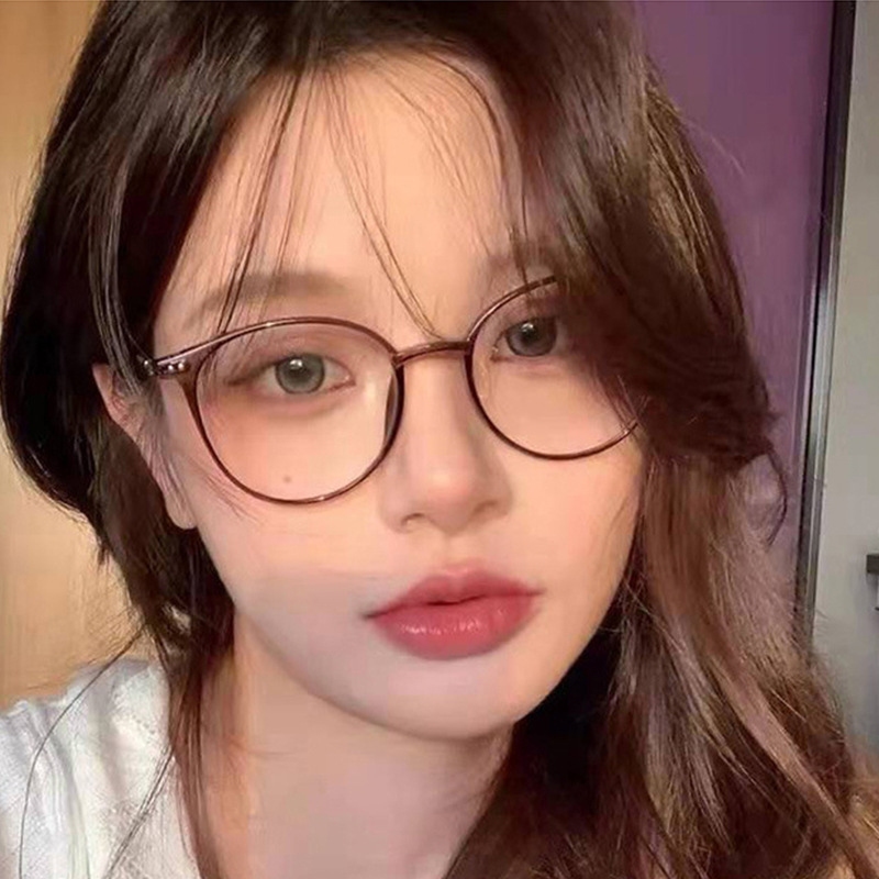 2022韩版潮流茶色眼镜框时尚TR90防蓝光平光镜ins网红个性眼镜架-阿里巴巴