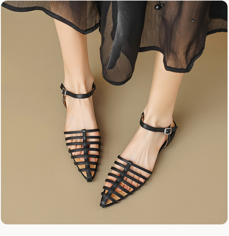 CHIKO Kaiya Pointy Toe Block Heels Flats Sandals