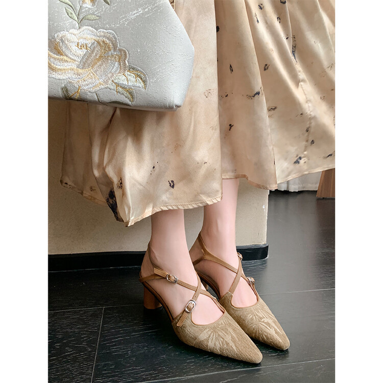CHIKO Jala Pointy Toe Block Heels Slingback Shoes
