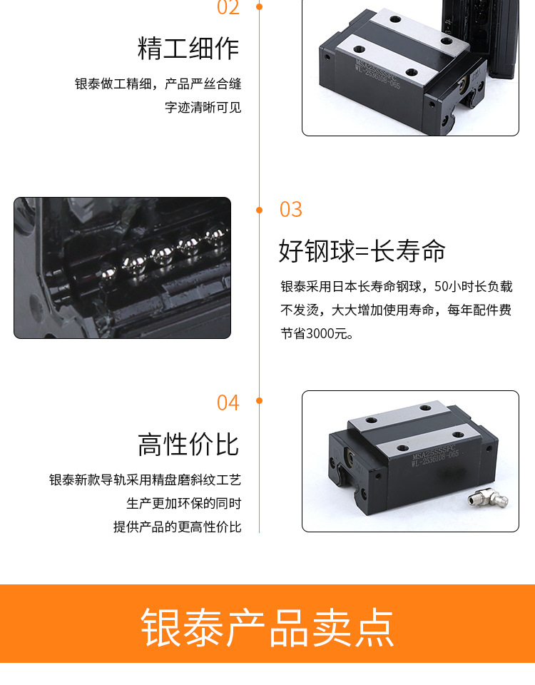 台湾银泰PMI导轨滑块MSB/MSA/15/20/25/30/35/45/S/E/LS/LE-N代理-阿里巴巴