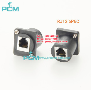RJ12 6P6C面板安装连接器 CAT3 RJ12电话线直通插孔法兰D型面板-阿里巴巴